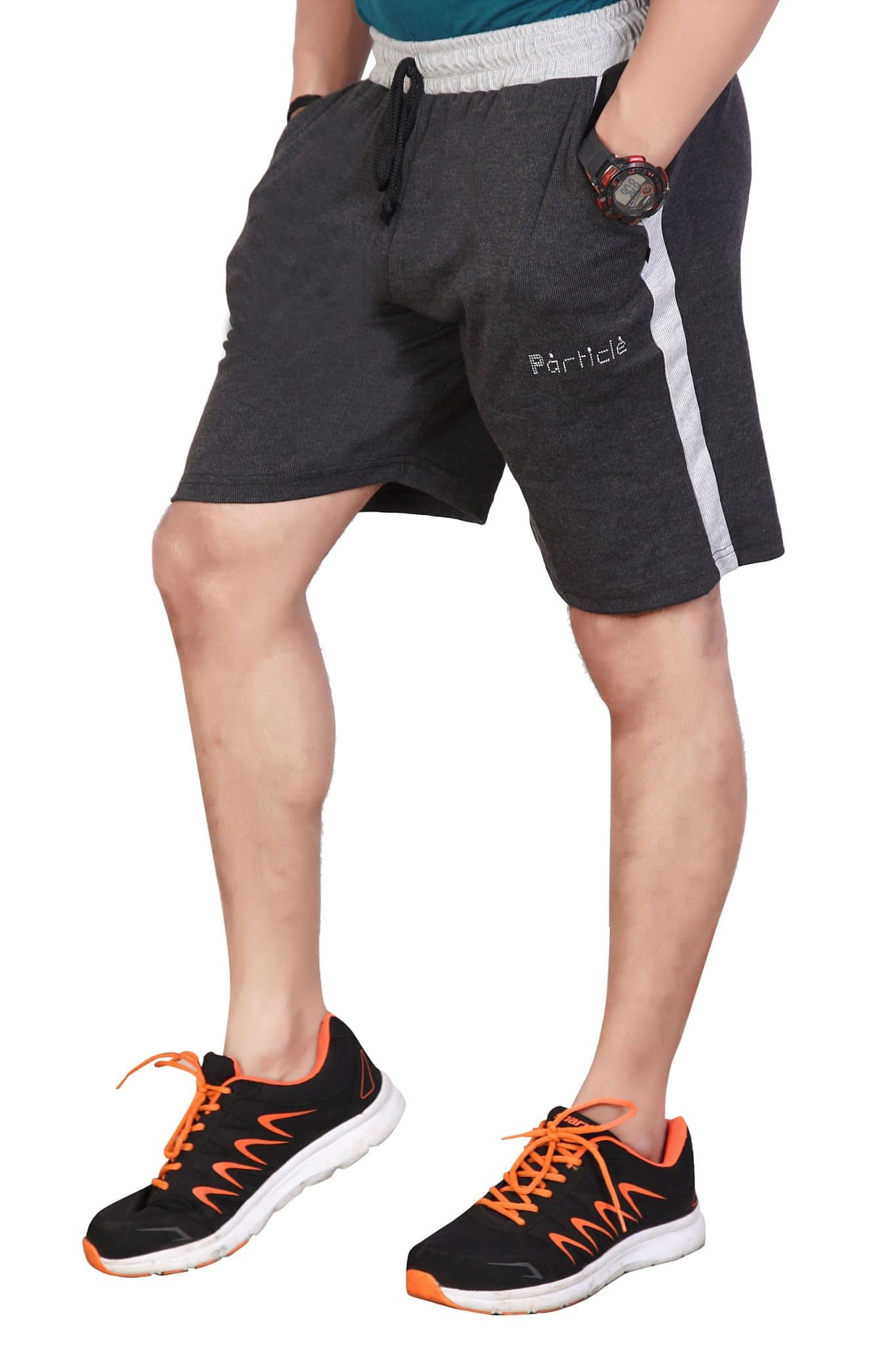 Plus Size Bermuda Shorts (XL-5XL) – Charcoal & Melange Grey Contrast