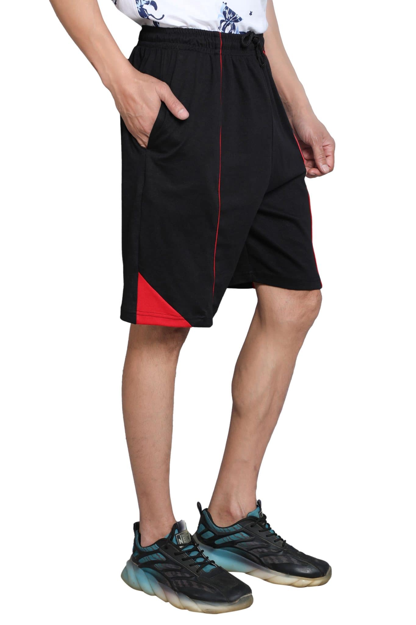 Plus Size Men's Shorts (Waist 34-52) – Black & Red Sport Edition