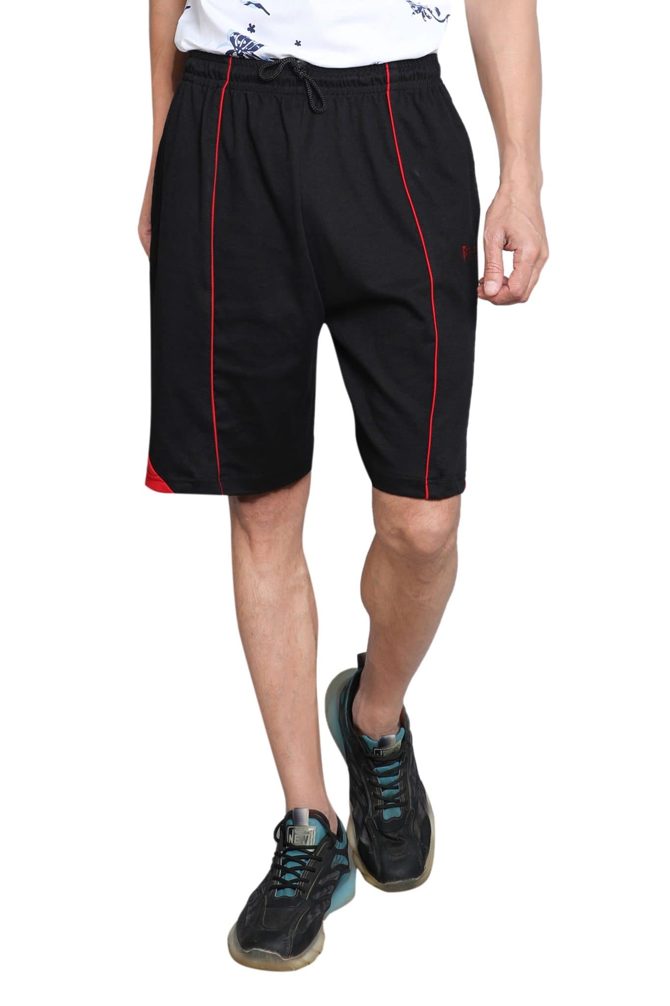 Plus Size Men's Shorts (Waist 34-52) – Black & Red Sport Edition