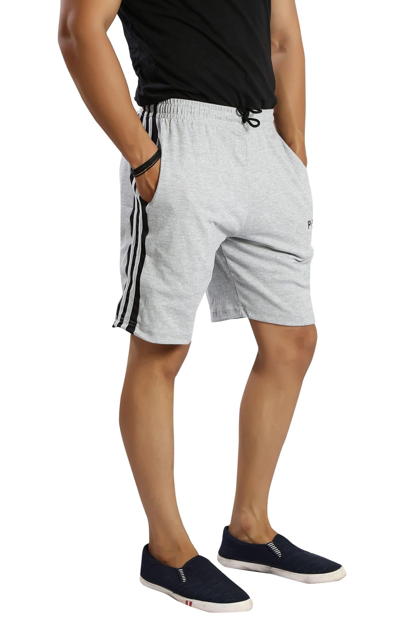 Plus Size Bermuda Shorts (XL-5XL) – Melange Grey & Black