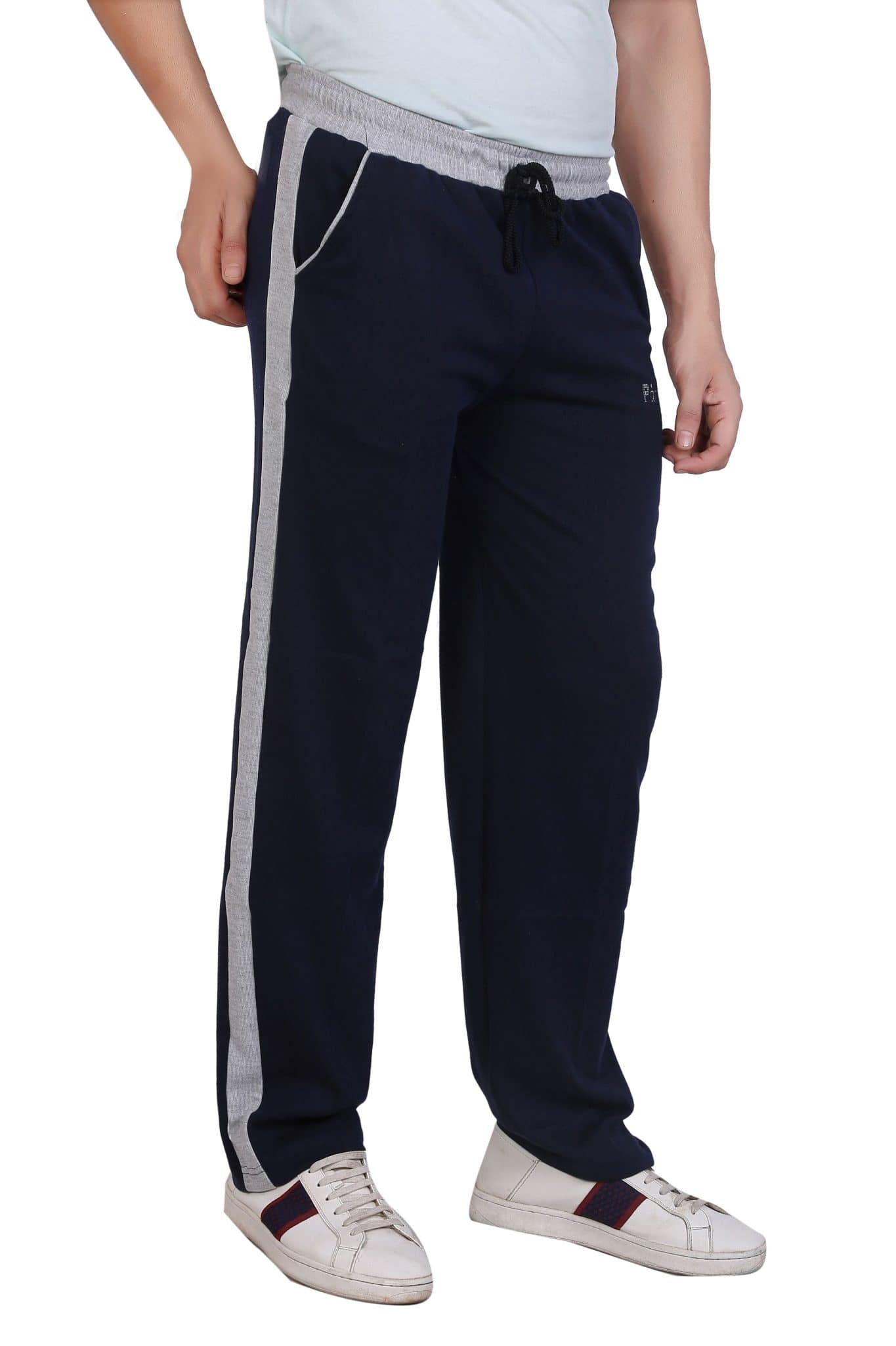 Particle Plus Size Navy Track Pants – Light Grey Contrast Waist & Panel ...