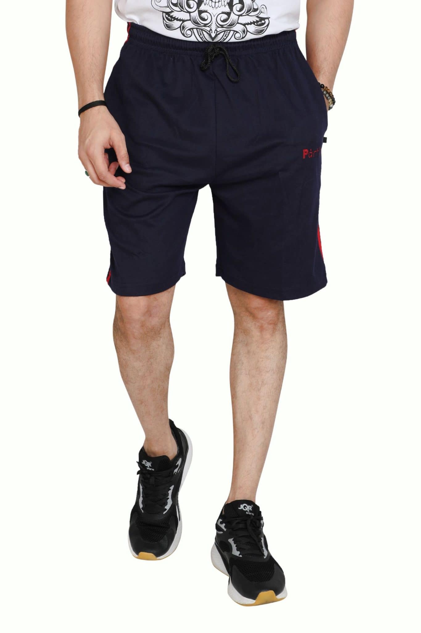 Big Size Half Pants for Men (Waist 52) – Navy Blue with Red Panel