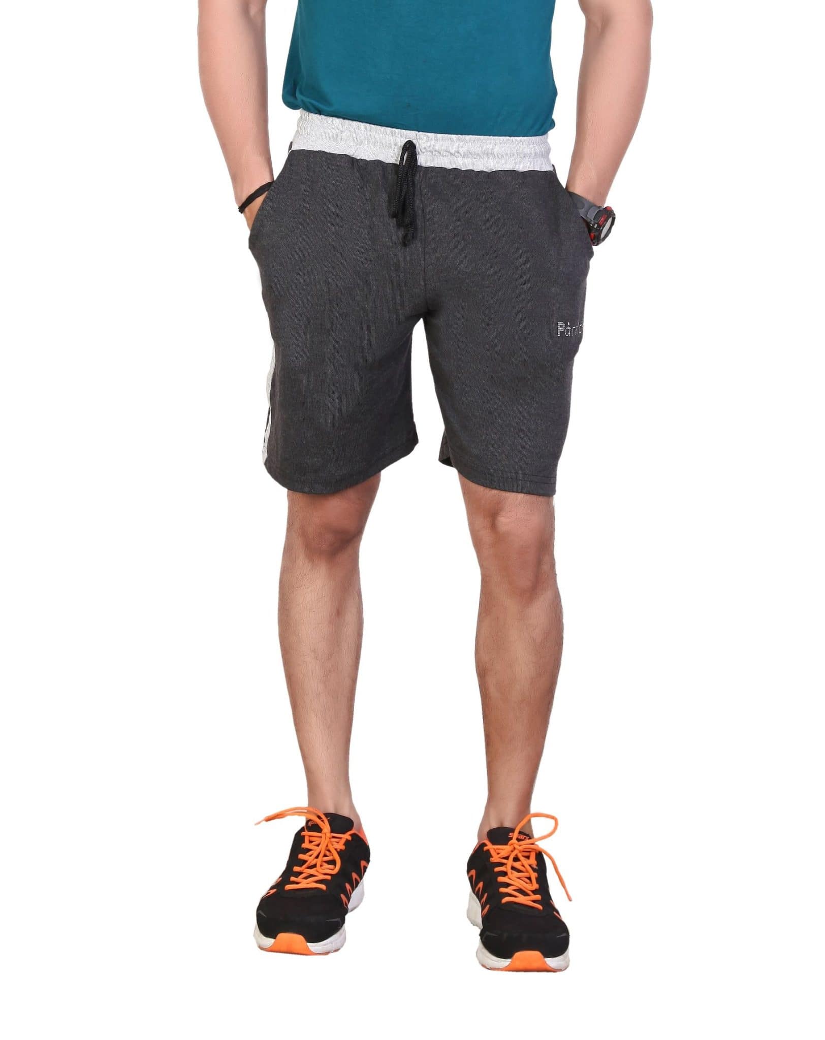 Plus Size Bermuda Shorts (XL-5XL) – Charcoal & Melange Grey Contrast